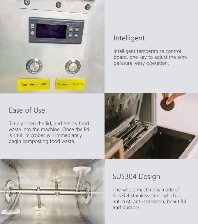 304SS 50Hz Food Waste Decomposer Machine Kitchen Organic Waste Recycling